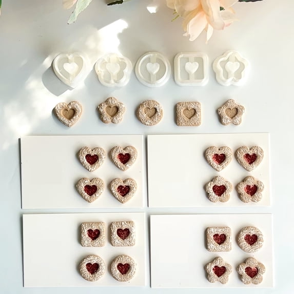 5-Piece Heart Shape Polymer Clay Mold Set, Valentine's Day Collection ...