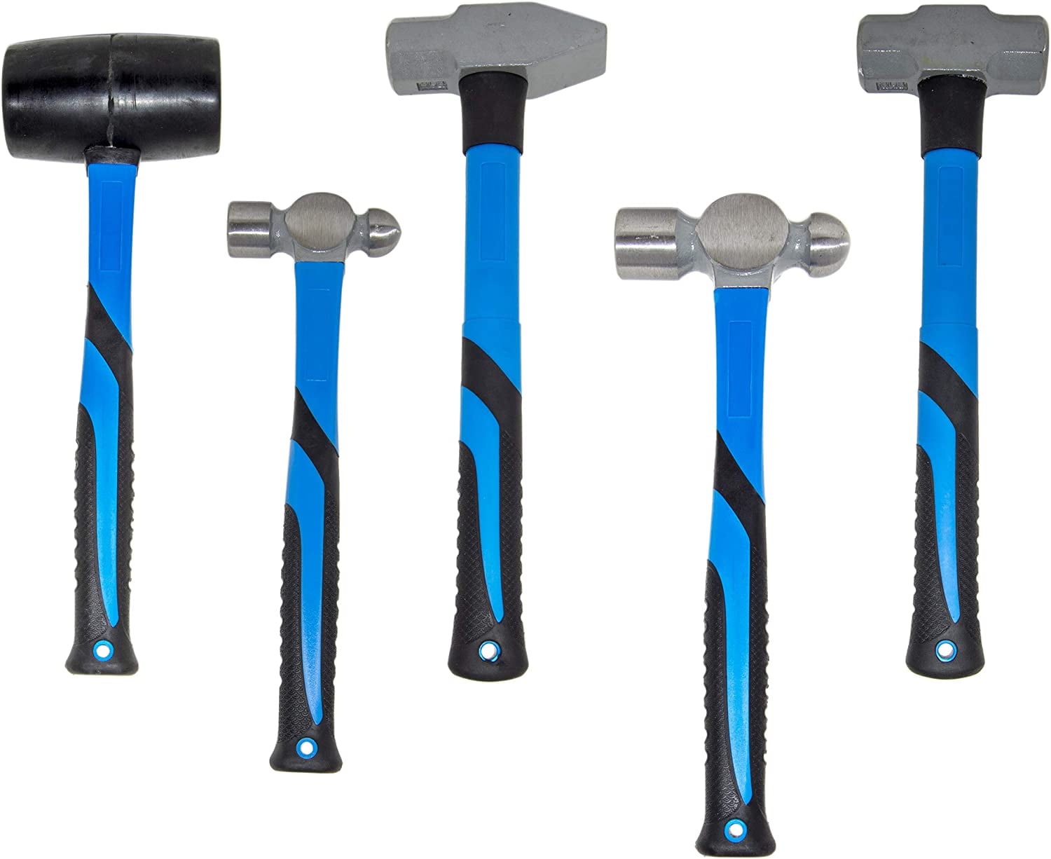 5 Piece Heavy Duty Hammer Set - Includes 32oz Rubber Mallet, 3lb Sledge ...