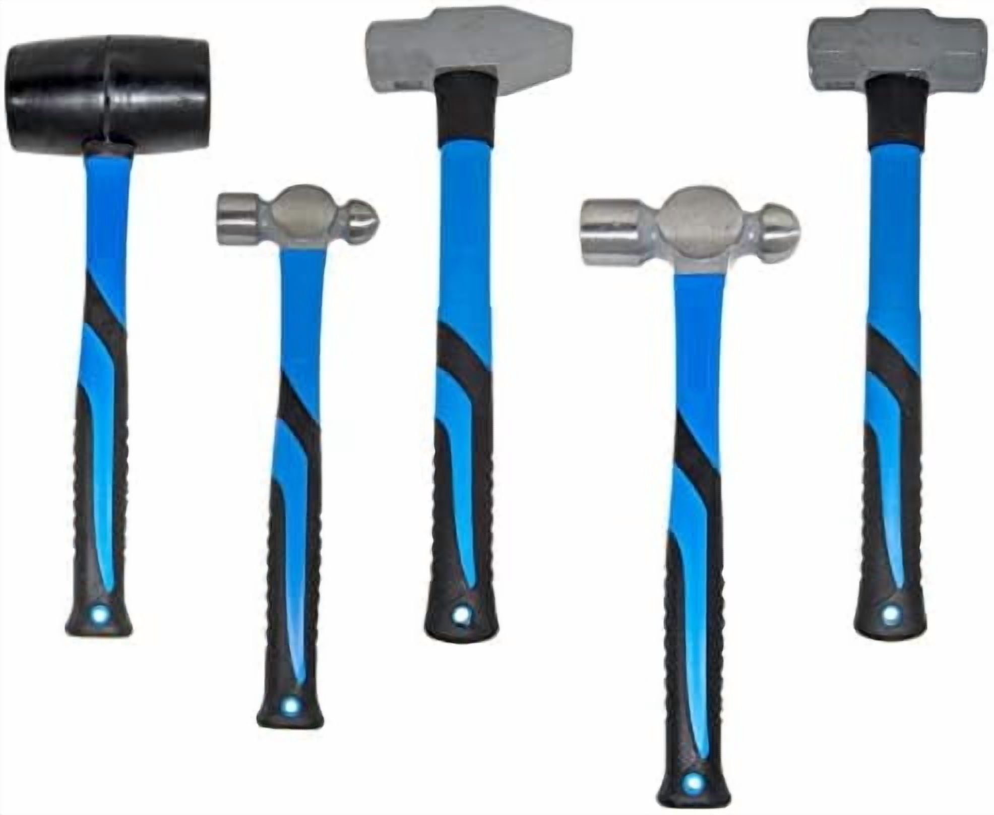 5 Piece Heavy Duty Hammer Set - Includes 32oz Rubber Mallet, 3lb Sledge ...