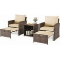 5-Piece High Back Patio Conversation Set with 2 Ottomans and Table, All ...