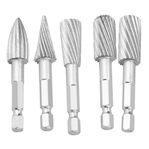 5-Piece High Speed Steel Rotary Burr Set, 1/4 Inch Hex Shank for ...