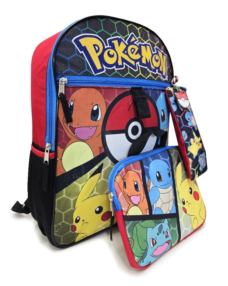 5 Piece Honeycomb Pattern Pokemon 16" Backpack Set - Walmart.com