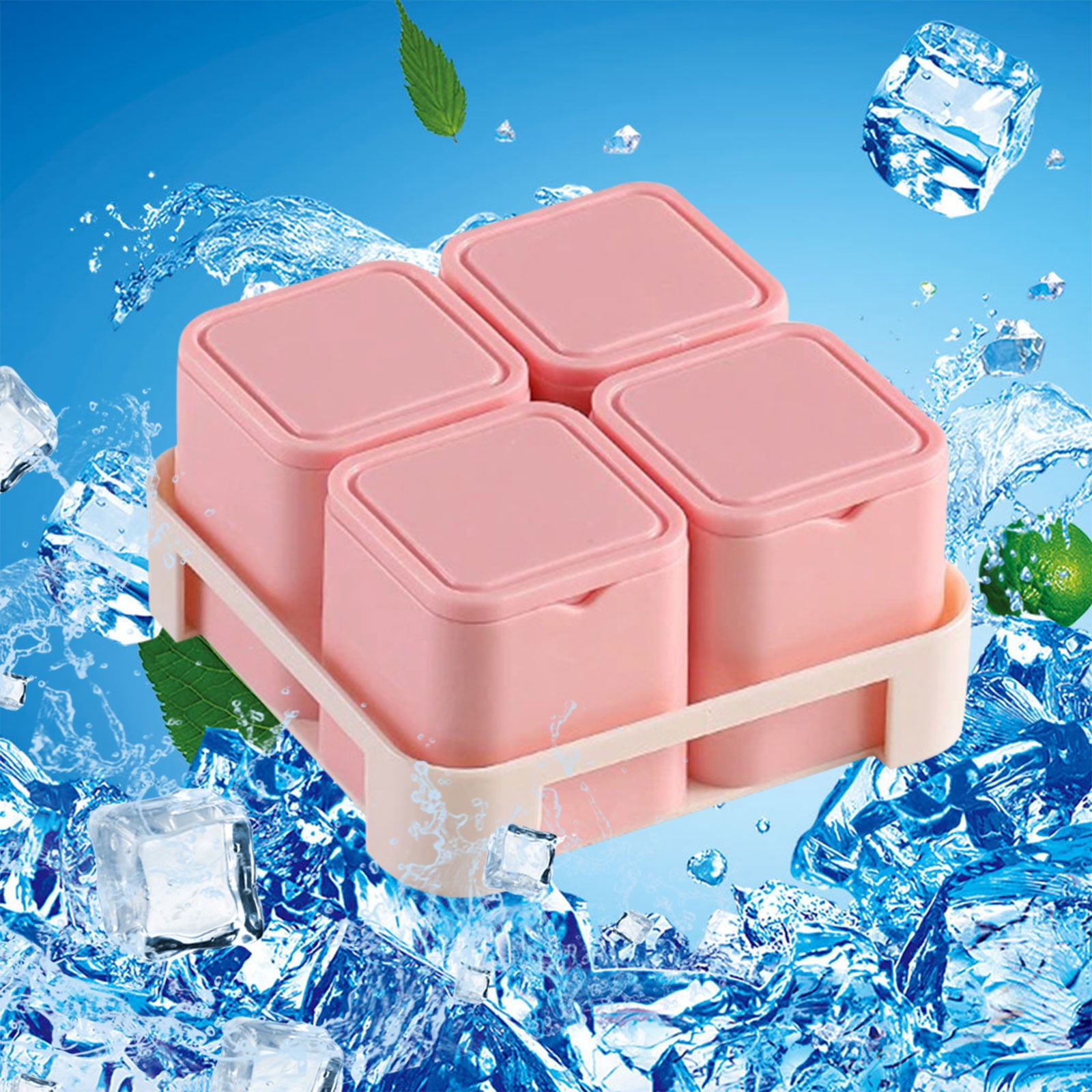 5-Piece Ice Cube Tray Set, 4 Silicone Easy-Release Ice Trays with Lids ...
