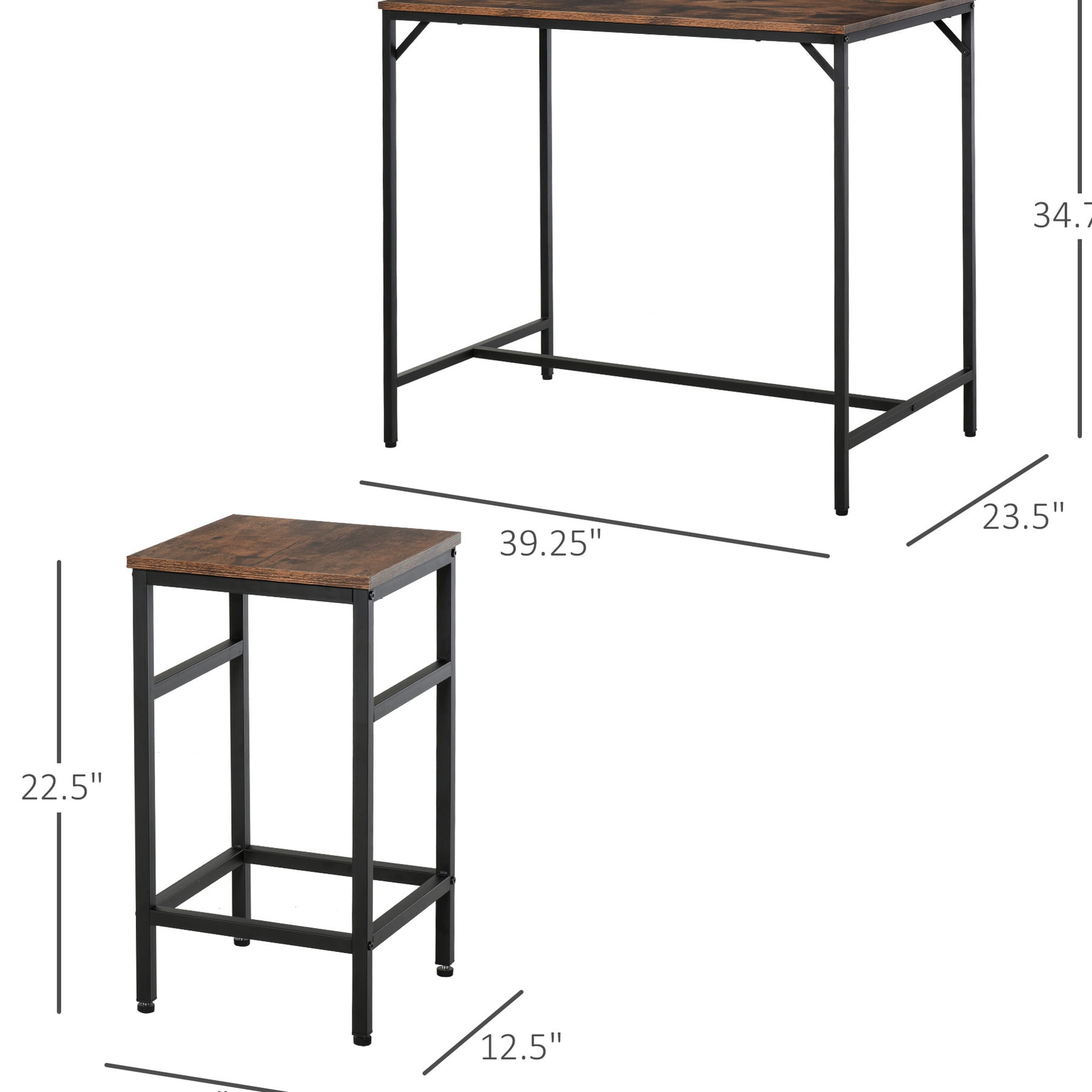 5-Piece Industrial Table & Stools Set | Ideal for Kitchen Gatherings ...