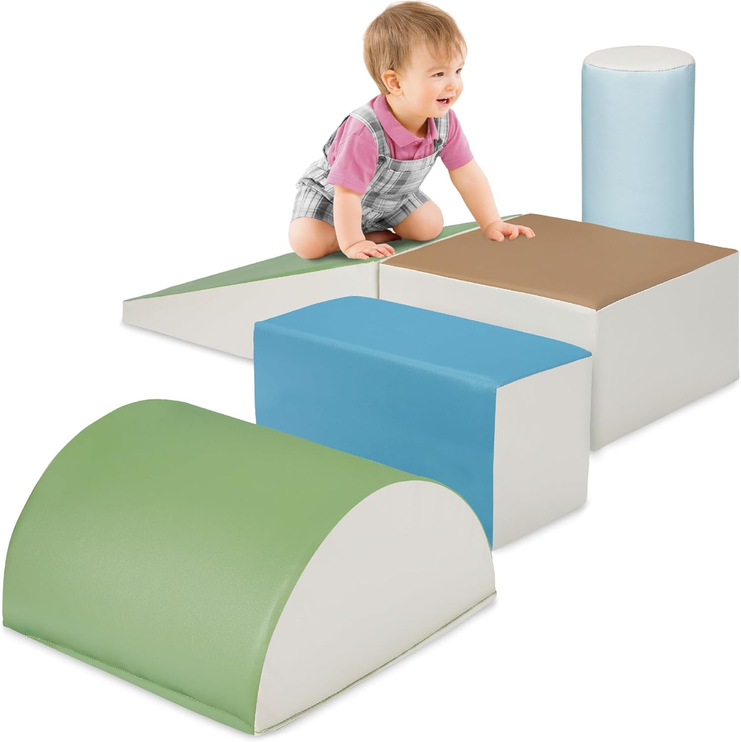 5-Piece Kids Climb & Crawl Soft Foam Block Activity Play Structures for ...
