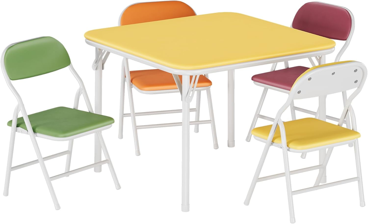 5-Piece Kids Folding Table and Chairs Set, Toddlers Children's Activity ...