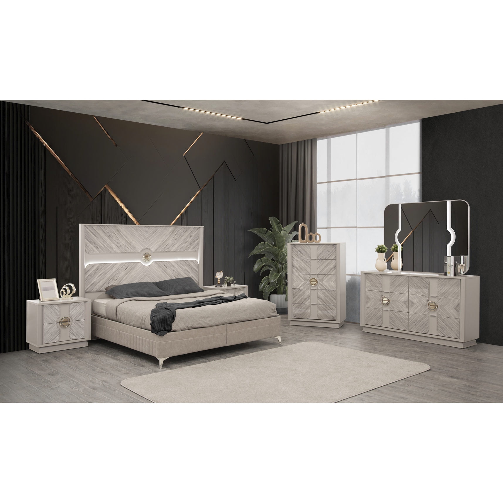 5-Piece King Bedroom Collection / Eucalyptus Veneer & Soft Drawer ...