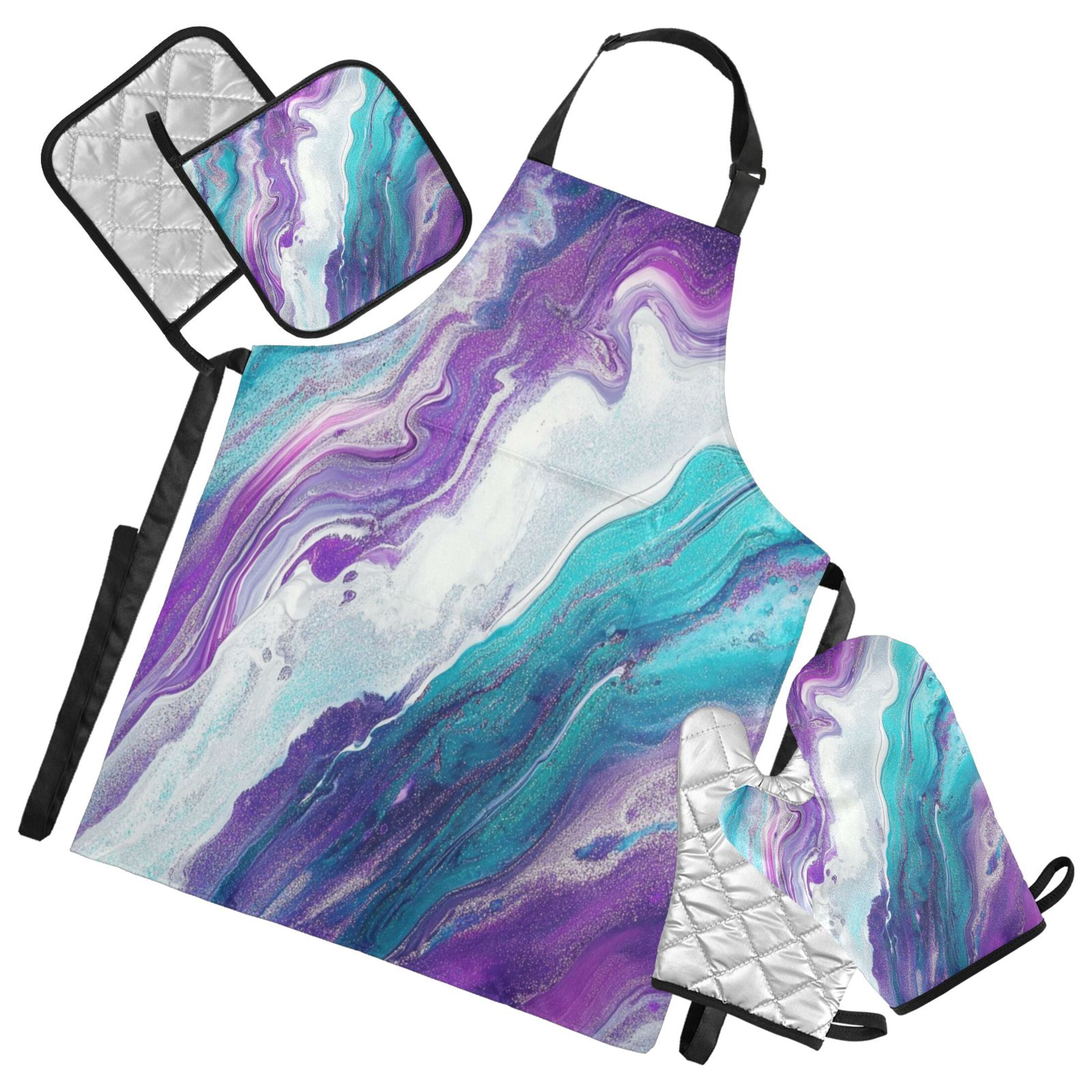 5-Piece Kitchen Apron Set with Heat-Resistant Gloves & Insulation Mats ...