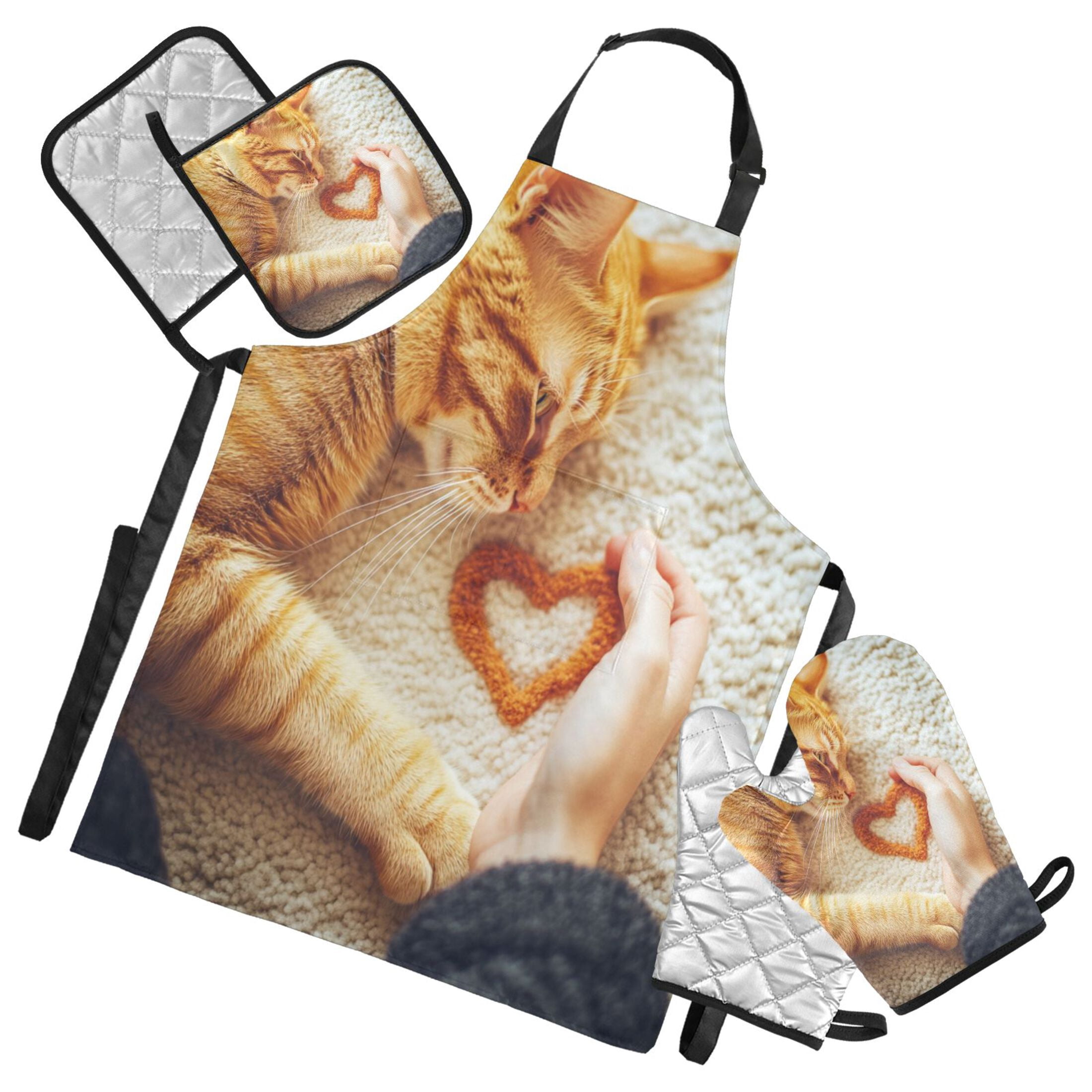 5-Piece Kitchen Apron Set with Heat-Resistant Gloves & Insulation Mats ...