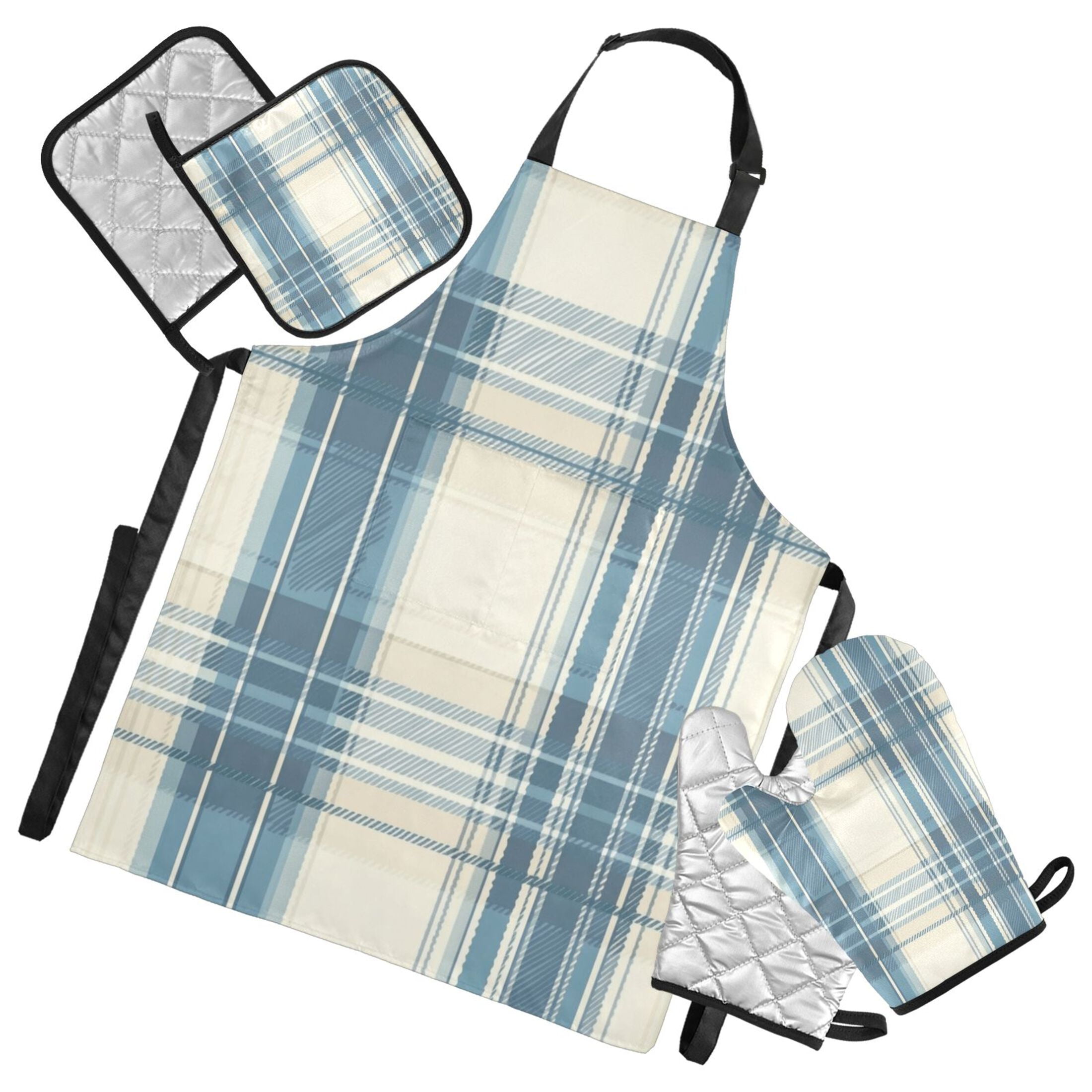 5-Piece Kitchen Apron Set with Heat-Resistant Gloves & Insulation Mats ...