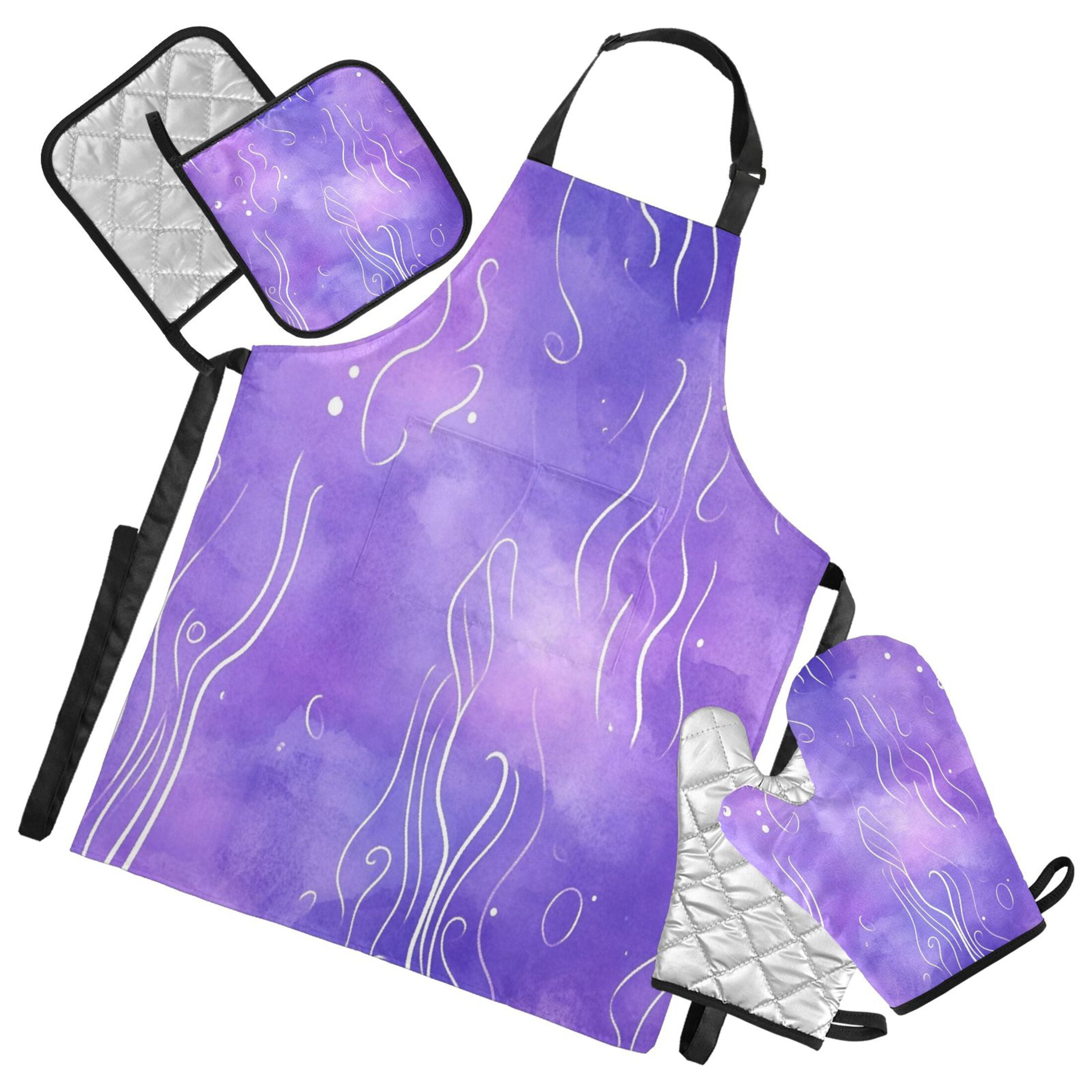5-Piece Kitchen Apron Set with Heat-Resistant Gloves & Insulation Mats ...