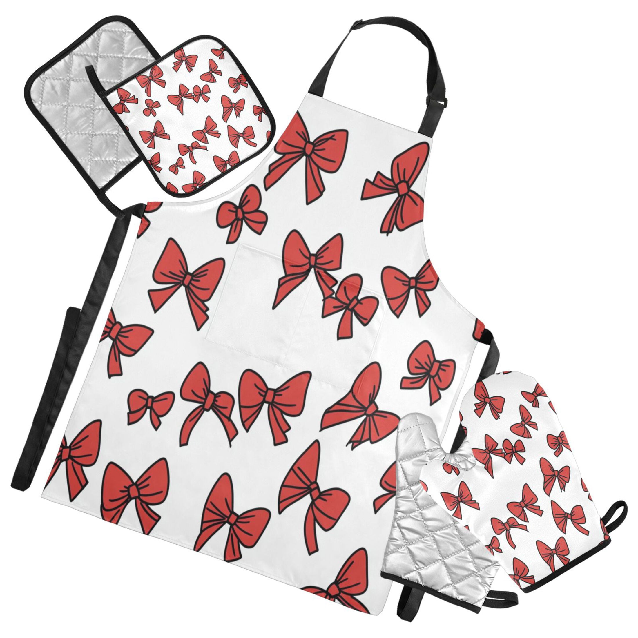 5-Piece Kitchen Apron Set with Heat-Resistant Gloves & Insulation Mats ...