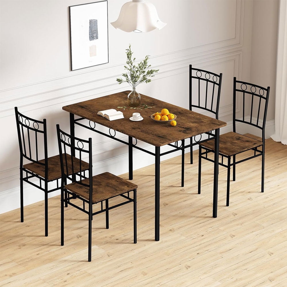 5-Piece Kitchen Table and Chairs, Rectangular Dining Room Table Set ...