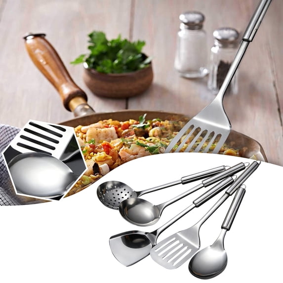 5-Piece Kitchen Utensil Set, Stainless Steel Cooking Tools with Hanging ...