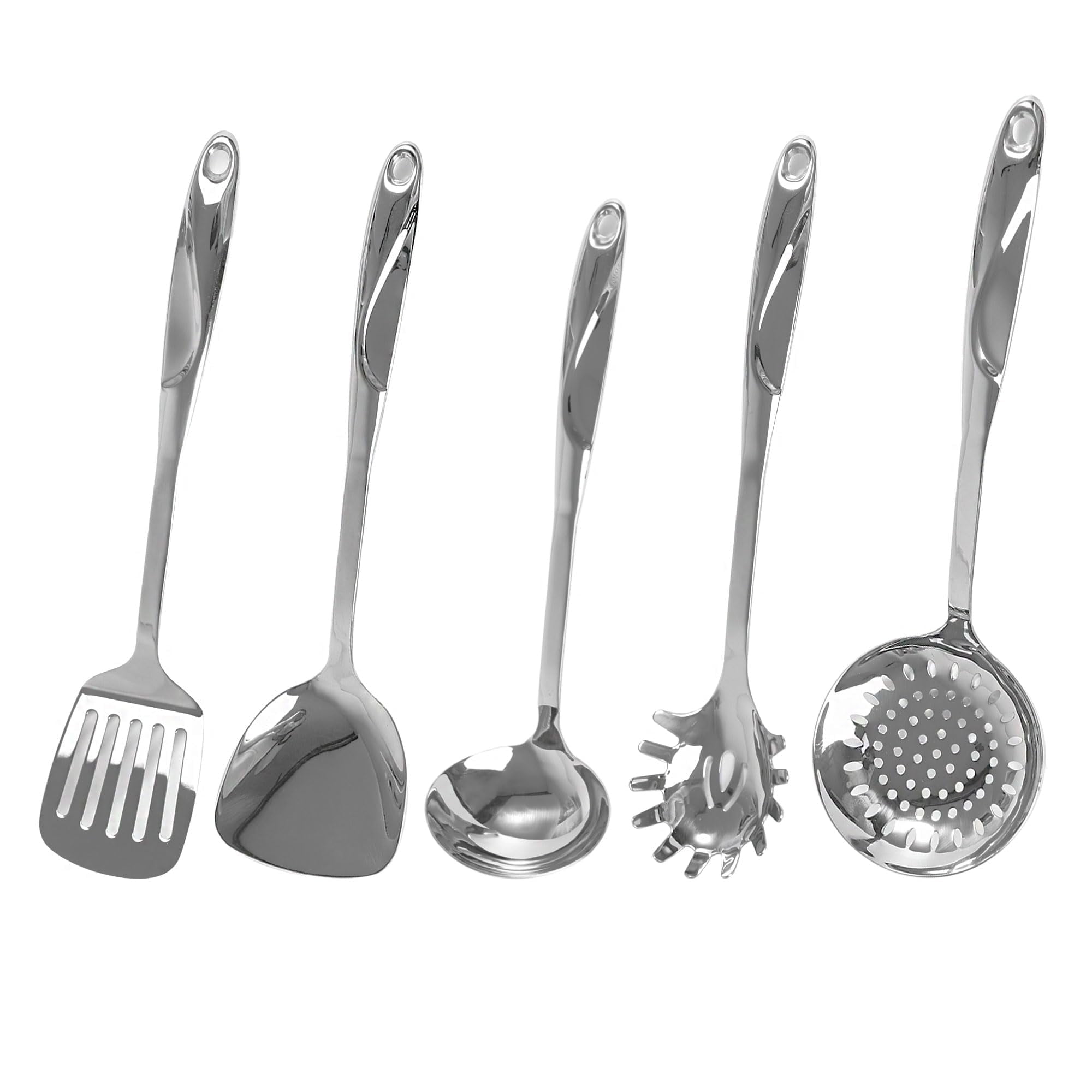 5-Piece Kitchen Utensils Set SUS304 Stainless Steel Cooking Utensils ...