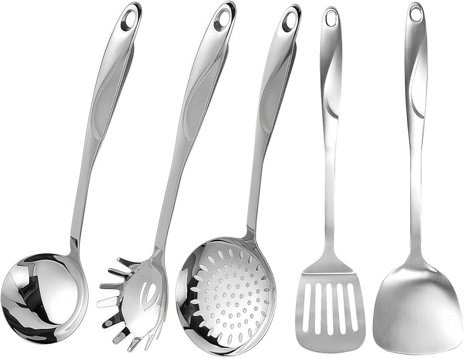 5-Piece Kitchen Utensils Set SUS304 Stainless Steel Cooking Utensils ...