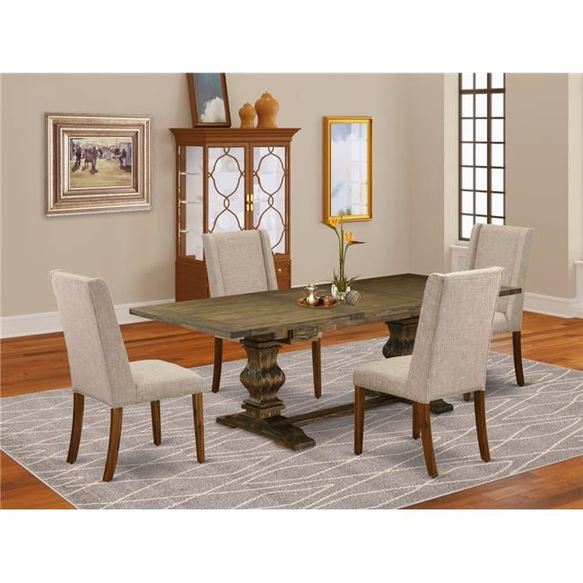 5 Piece Lassale Dinette Set - Distressed Jacobean, Antique Walnut ...