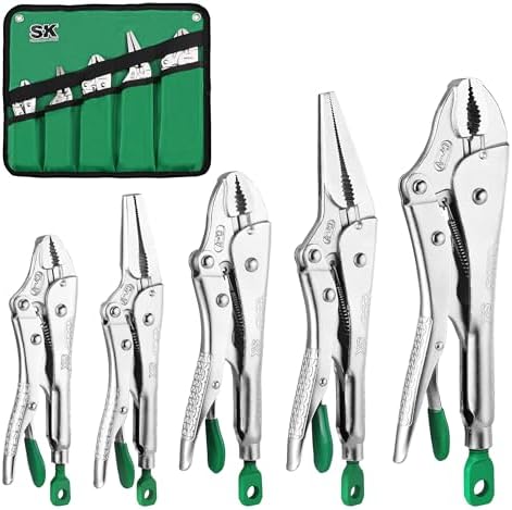 5-Piece Locking Pliers Set, Long Nose & Curved Jaw Locking Pliers ...