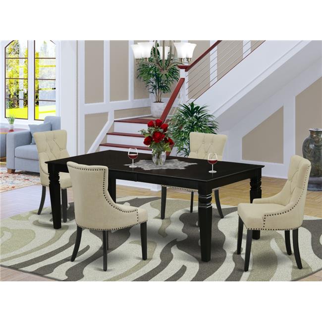 5 Piece Logan Dining Set - Black & Light Beige - Walmart.com
