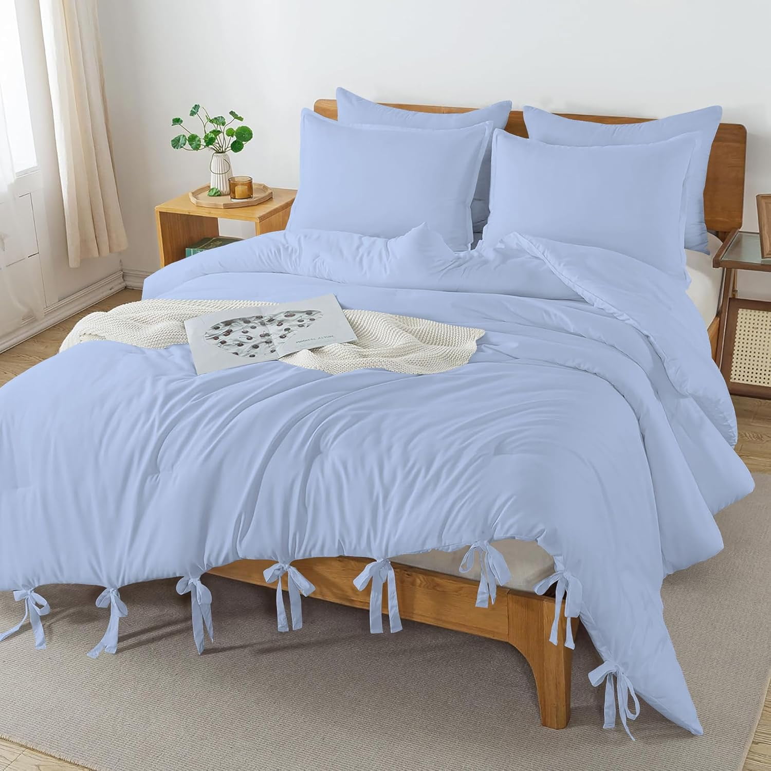 5 Piece Luxury Bottom Tie Pattern Comforter Set, 800 TC, 100% Egyptian ...