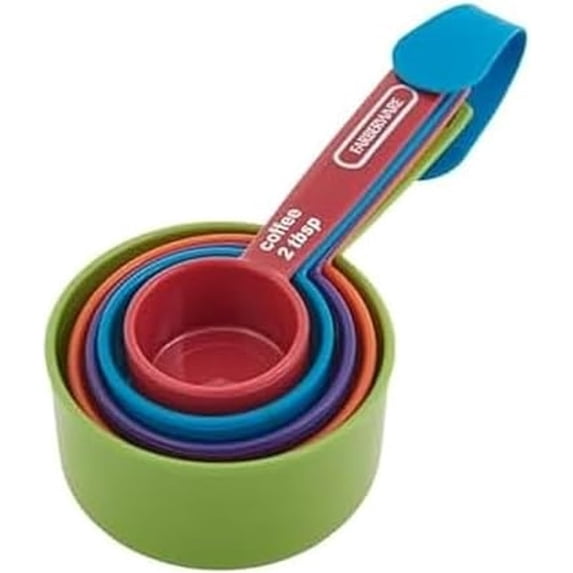 5-Piece Measuring Cup Set with Coffee Scoop, Durable Plastic Nesting ...