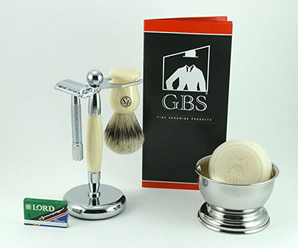 5 Piece Men's Shaving Set -- De Butterfly Razor, Fs Silvertip Brush ...