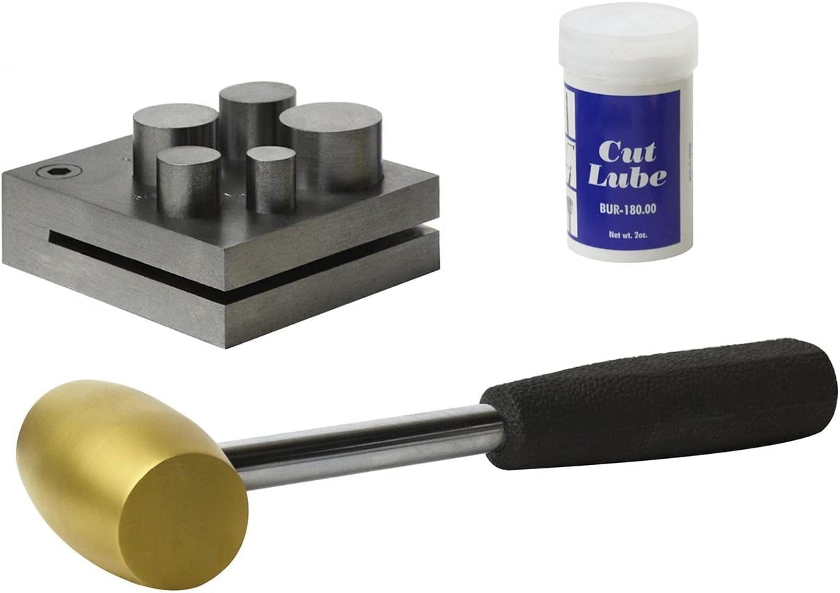 5 Piece Metal Disc Cutting Kit with Brass Hammer and Cut for Punching ...