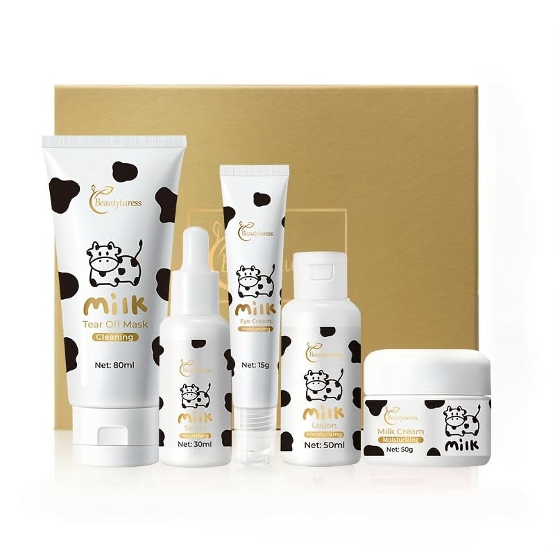 5 Piece Milk Face Skincare Kit for Women - Including Facial Cleanser ...