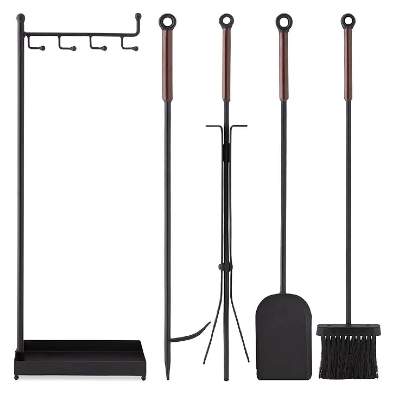 5-Piece Modern Contemporary Fireplace Tool Set for Indoor Fireplace ...
