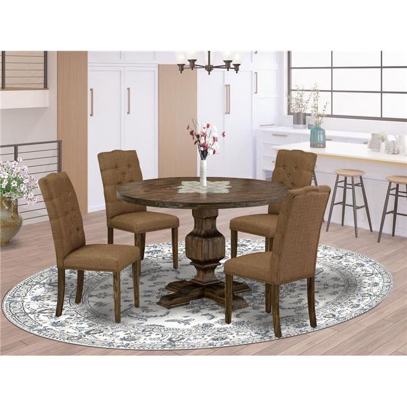 5 Piece Modern Dining Set - Distressed Jacobean & Brown - Walmart.com
