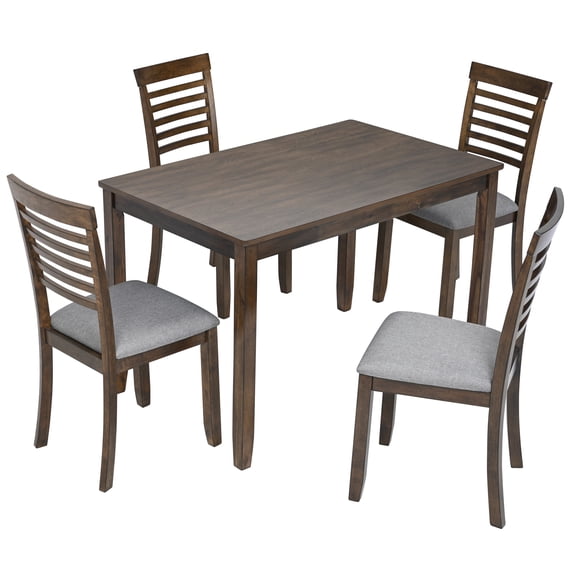 5 Piece Modern Dining Set, Rectangular Wooden Dining Table with 4 ...