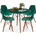 5-Piece Modern Dining Set with Round Table and 4 Chairs – Dark Green ...