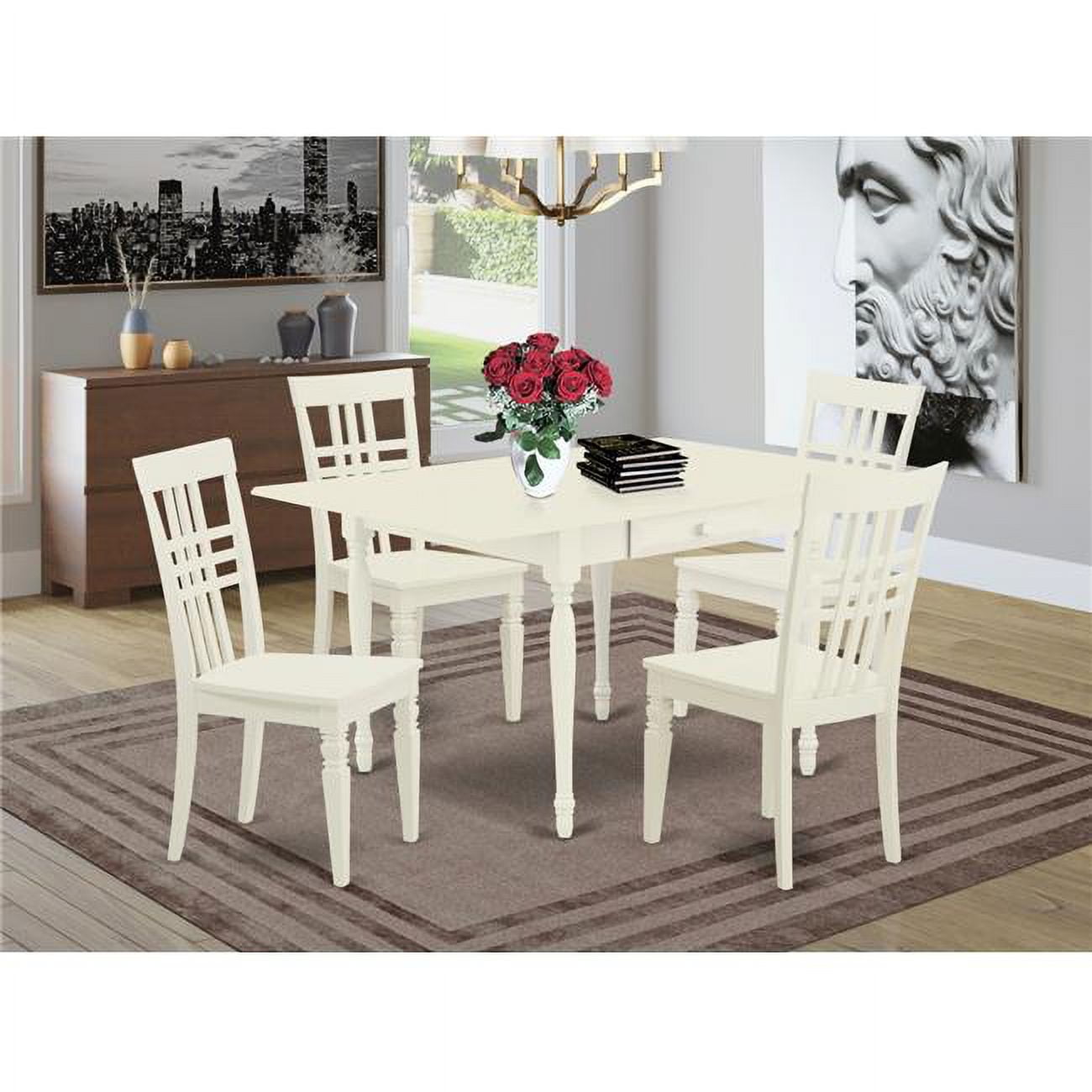 5 Piece Monza Dining Table Set - Linen White - Walmart.com