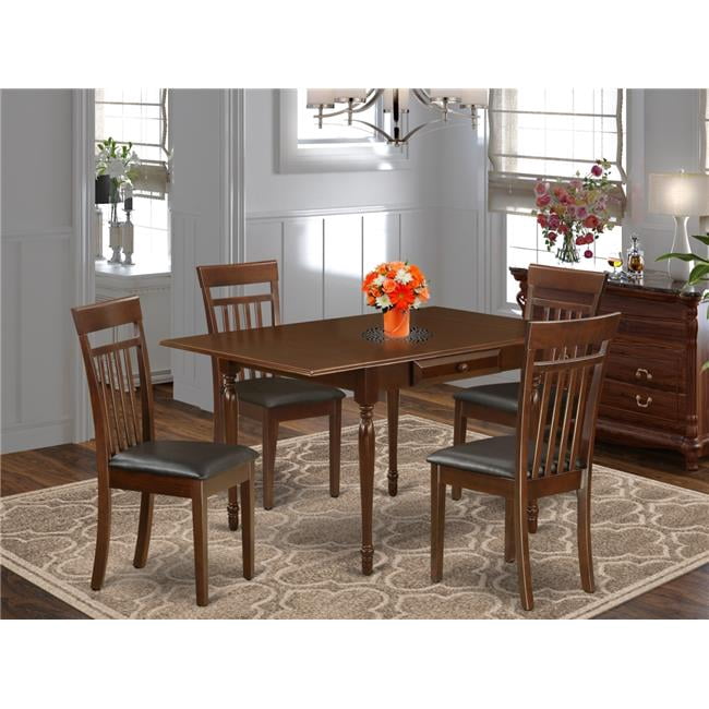 5 Piece Monza Dining Table Set - Mahogany - Walmart.com