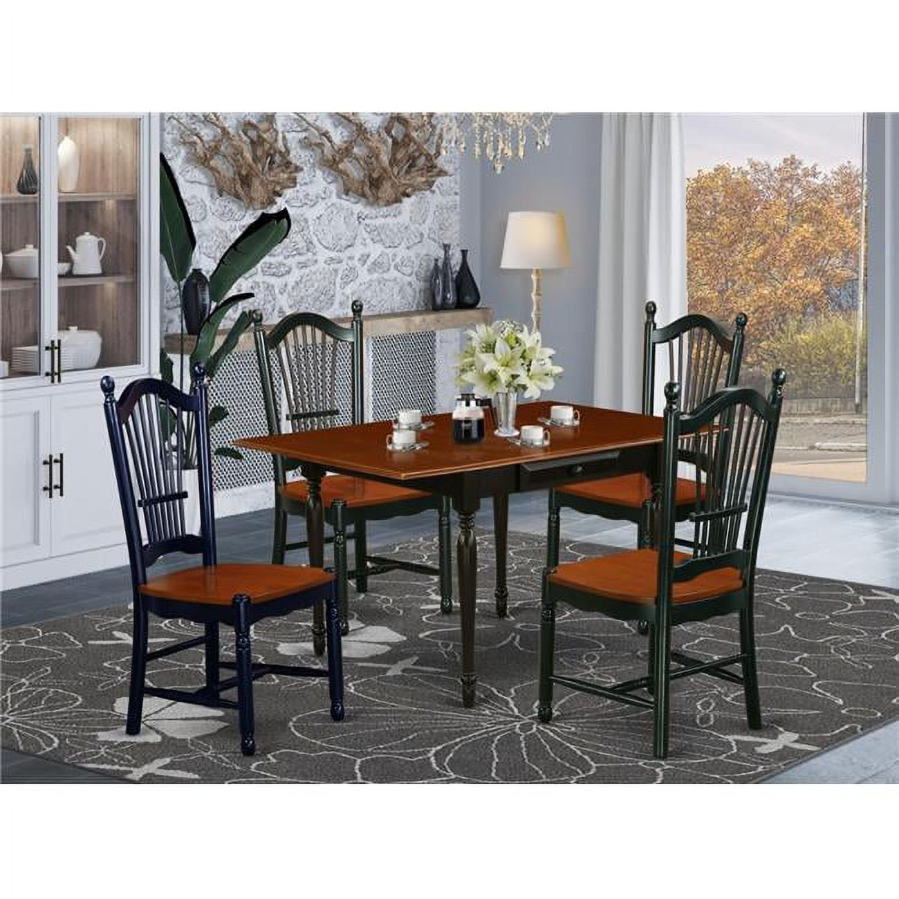5 Piece Monza Kitchen Furniture Set - Black & Cherry - Walmart.com