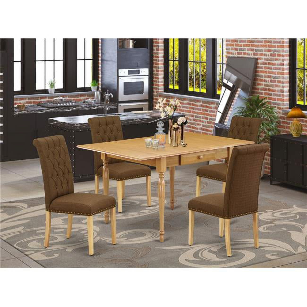5 Piece Monza Kitchen Furniture Set - Oak & Dark Coffee - Walmart.com