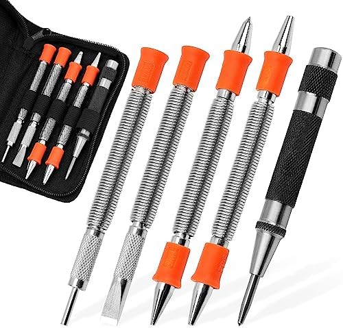 5-Piece Multitool Nail Setter Set, Heavy Duty Automatic Center Punch ...