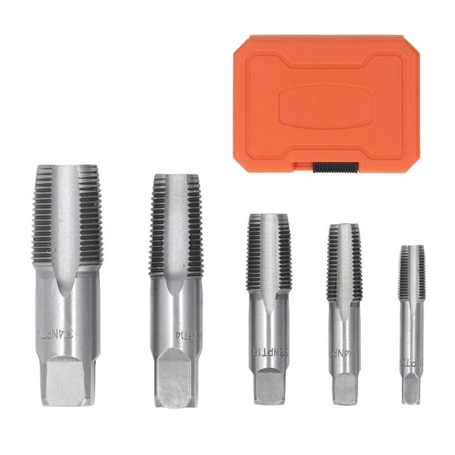 5 Piece NPT Pipe Tap Set Sizes Included 3/4 1/2 3/8 1/4 1/8inch Carbon ...