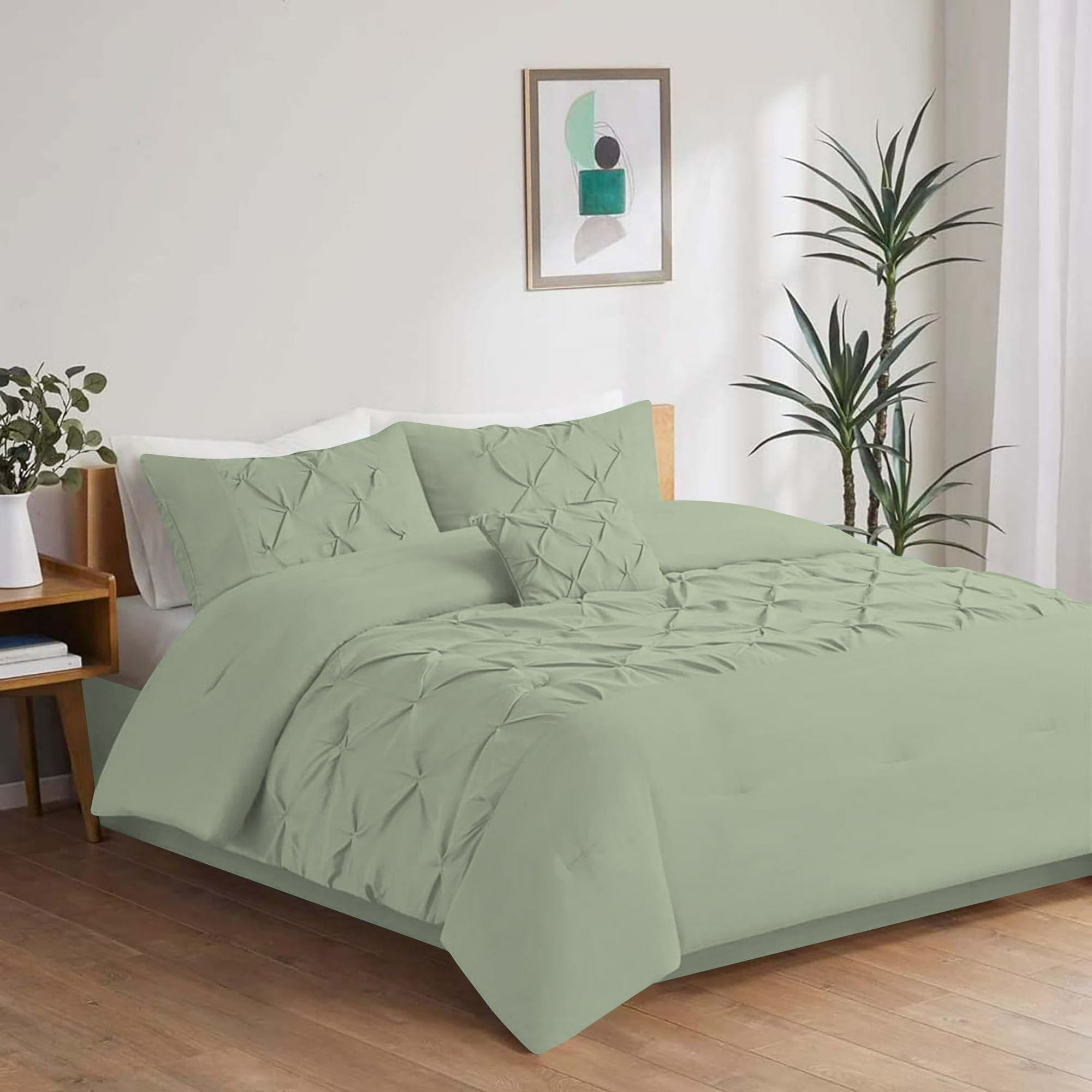 5 Piece New Half Pinch Pleated Pattern Comforter Set, 800 TC, 100% ...