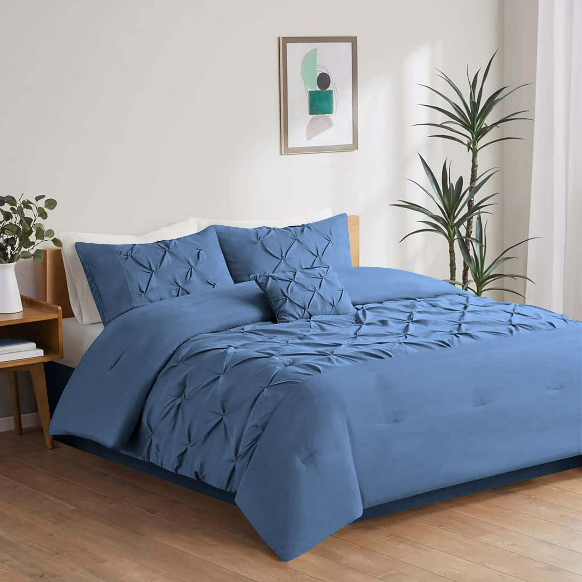 5 Piece New Half Pinch Pleated Pattern Comforter Set, 800 TC, 100% ...