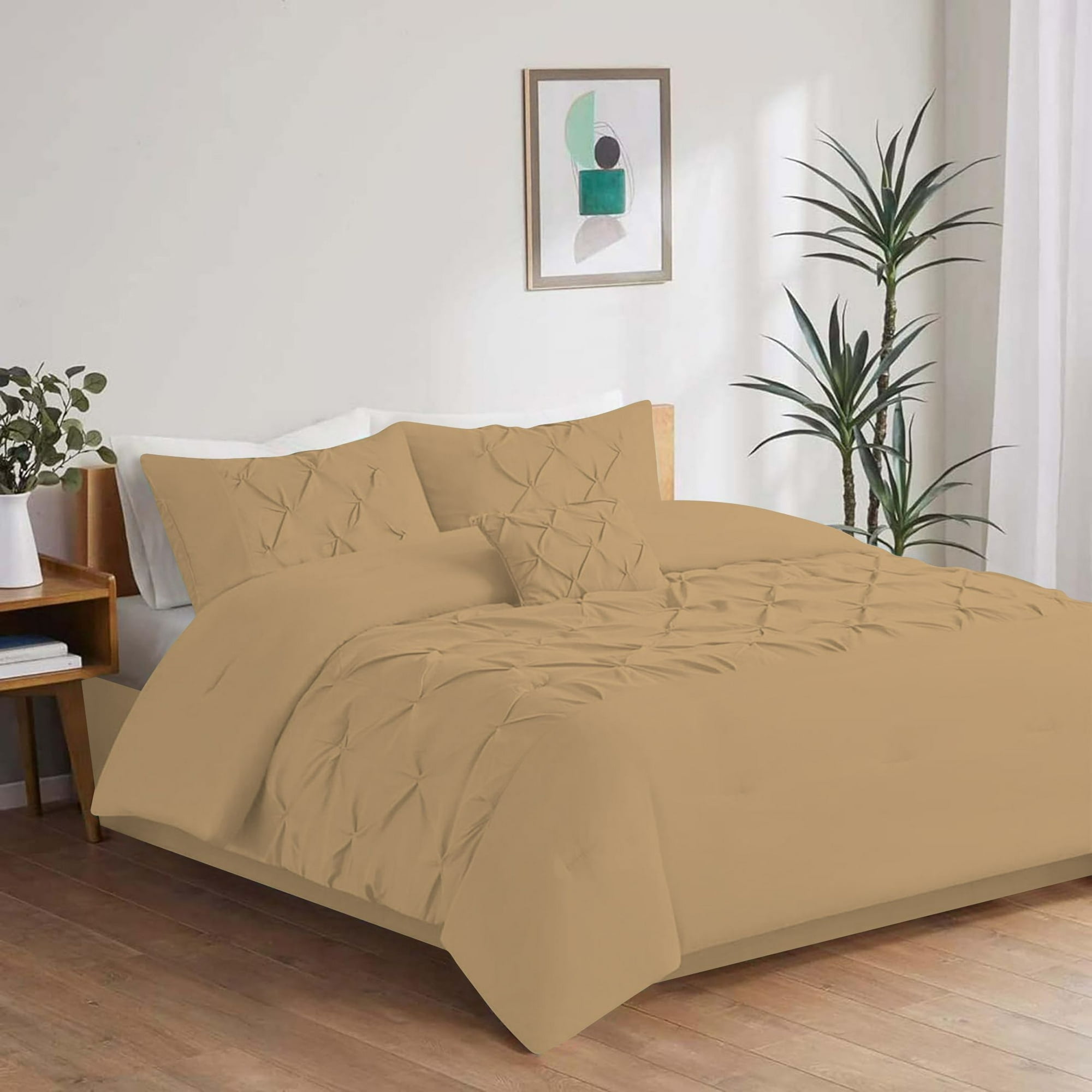 5 Piece New Half Pinch Pleated Pattern Comforter Set, 800 TC, 100% ...