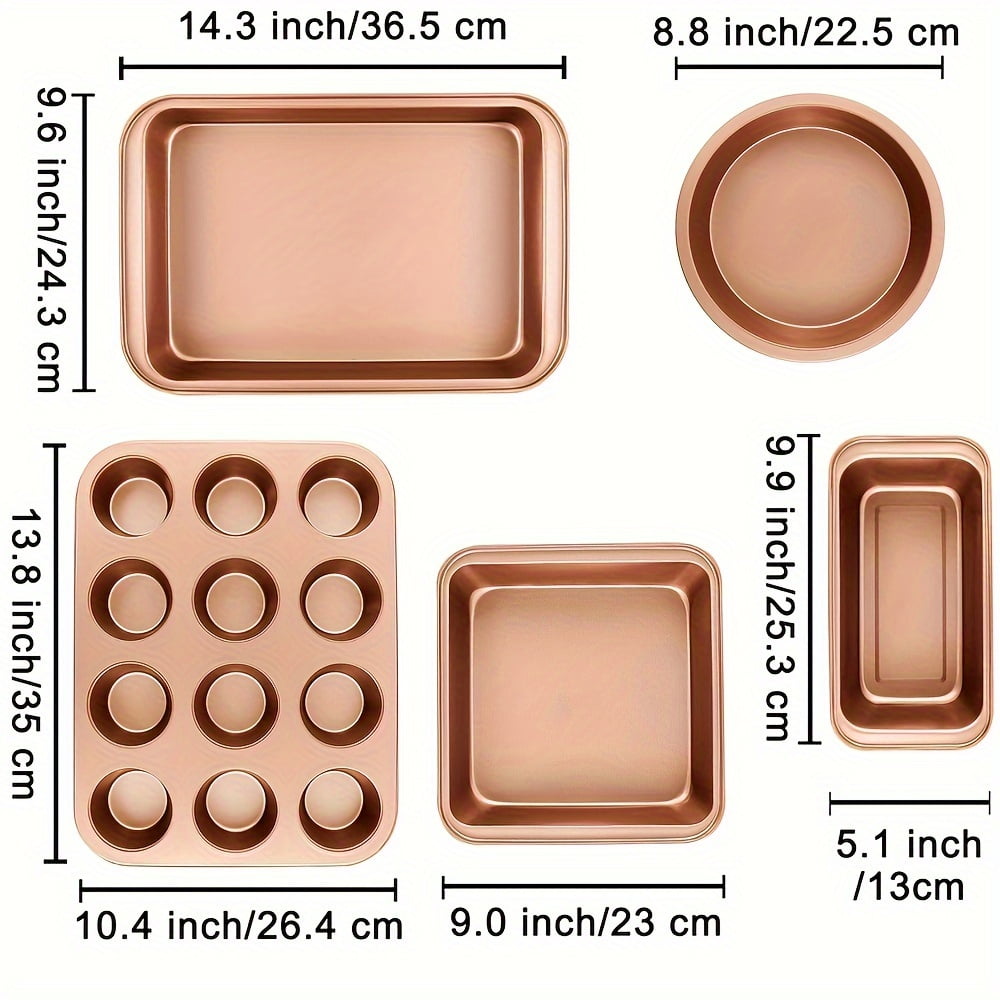 5-Piece Non-Stick Baking Pan Set - Golden Kitchen Oven Baking ...