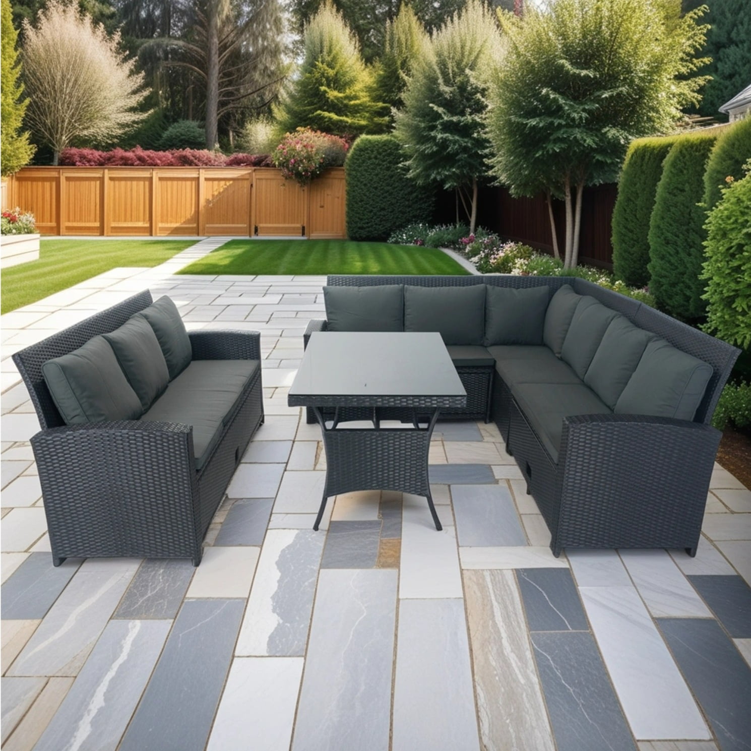 5 Piece Outdoor Patio Furniture Set, Outdoor Sectional Patio Sofa with ...
