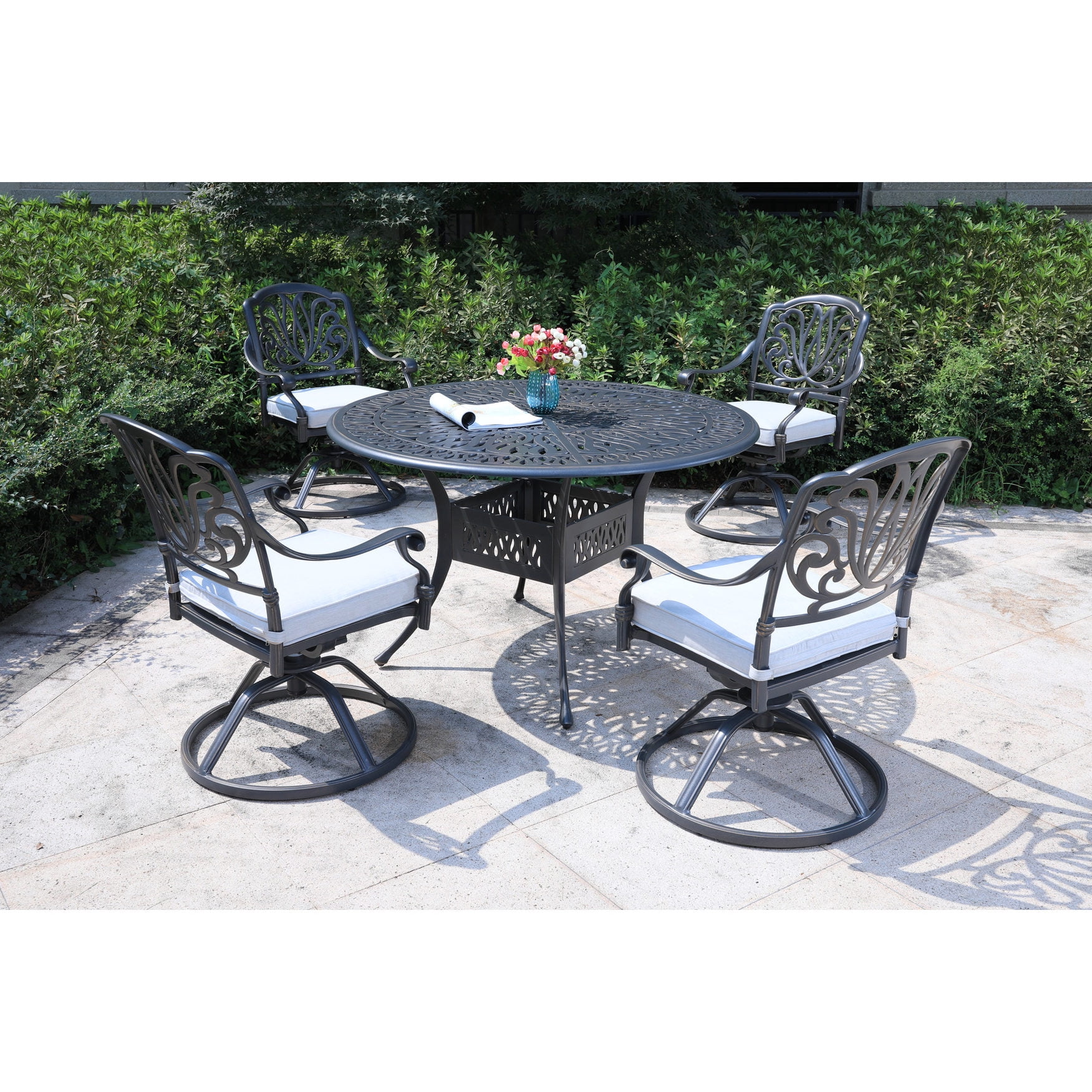 5 - Piece Outdoor Set - Rust - Proof Cast Aluminum - Balcony Dining ...