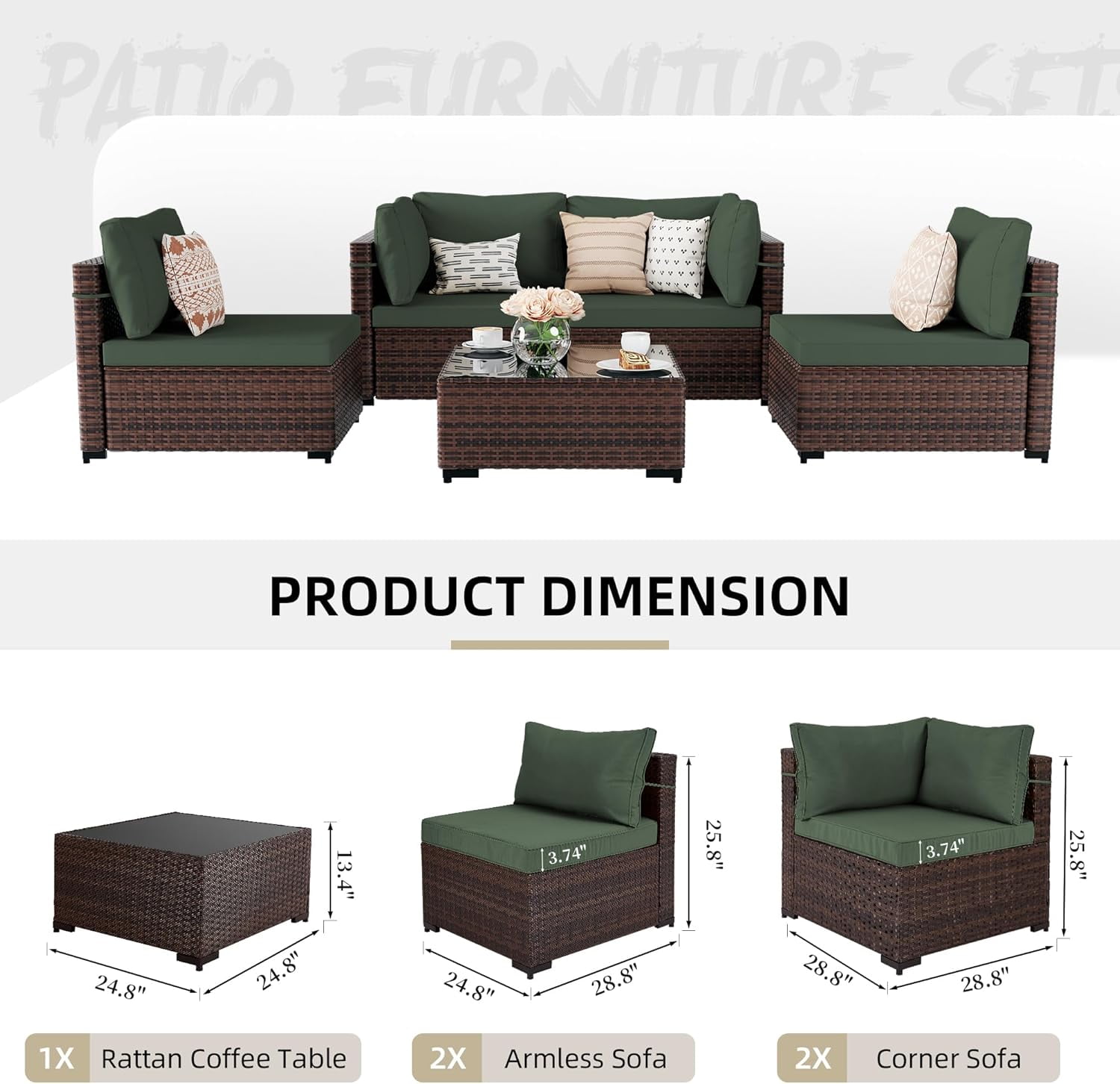 5-Piece Outdoor Wicker Sectional Sofa Set - Weatherproof Furniture for ...