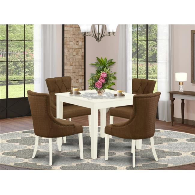 5 Piece Oxford Dining Set - Linen White & Dark Coffee - Walmart.com