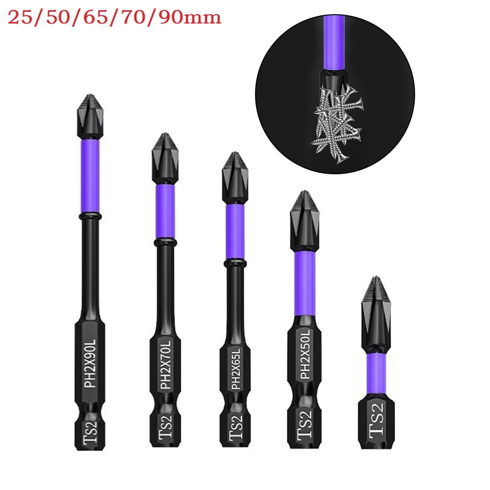5-Piece PH2 Magnetic Screwdriver Bit Set, Non-Slip Cross Impact Bits ...