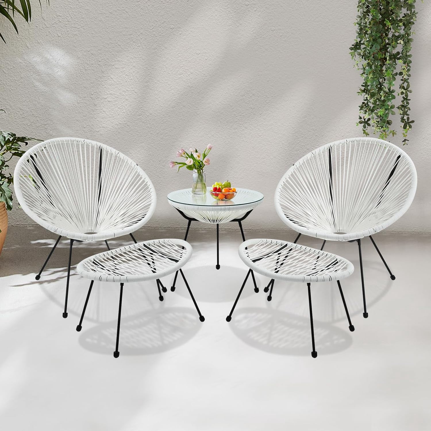5 Piece Patio Bistro Set, Acapulco Chairs, Outdoor Seating, Outdoor ...