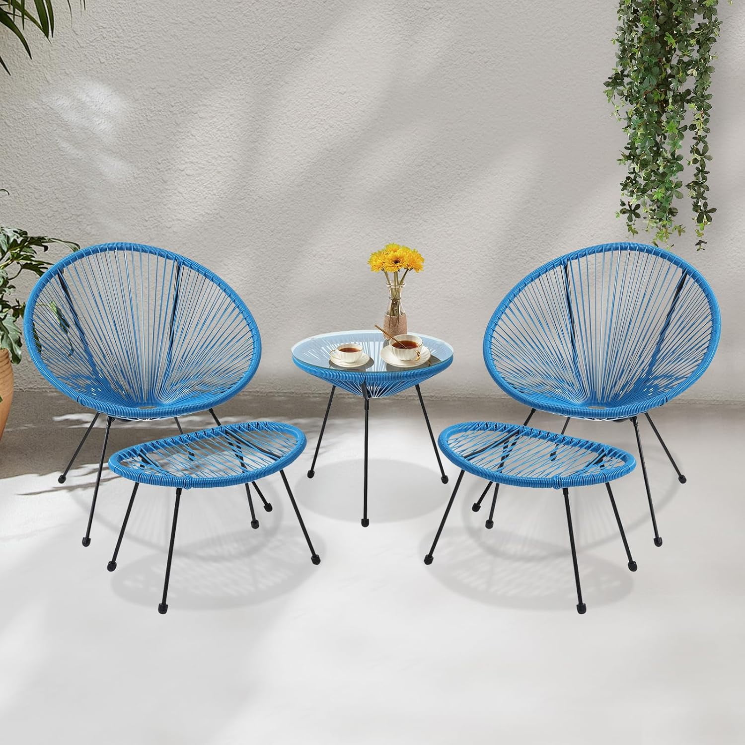 5 Piece Patio Bistro Set, Acapulco Chairs, Outdoor Seating, Outdoor ...