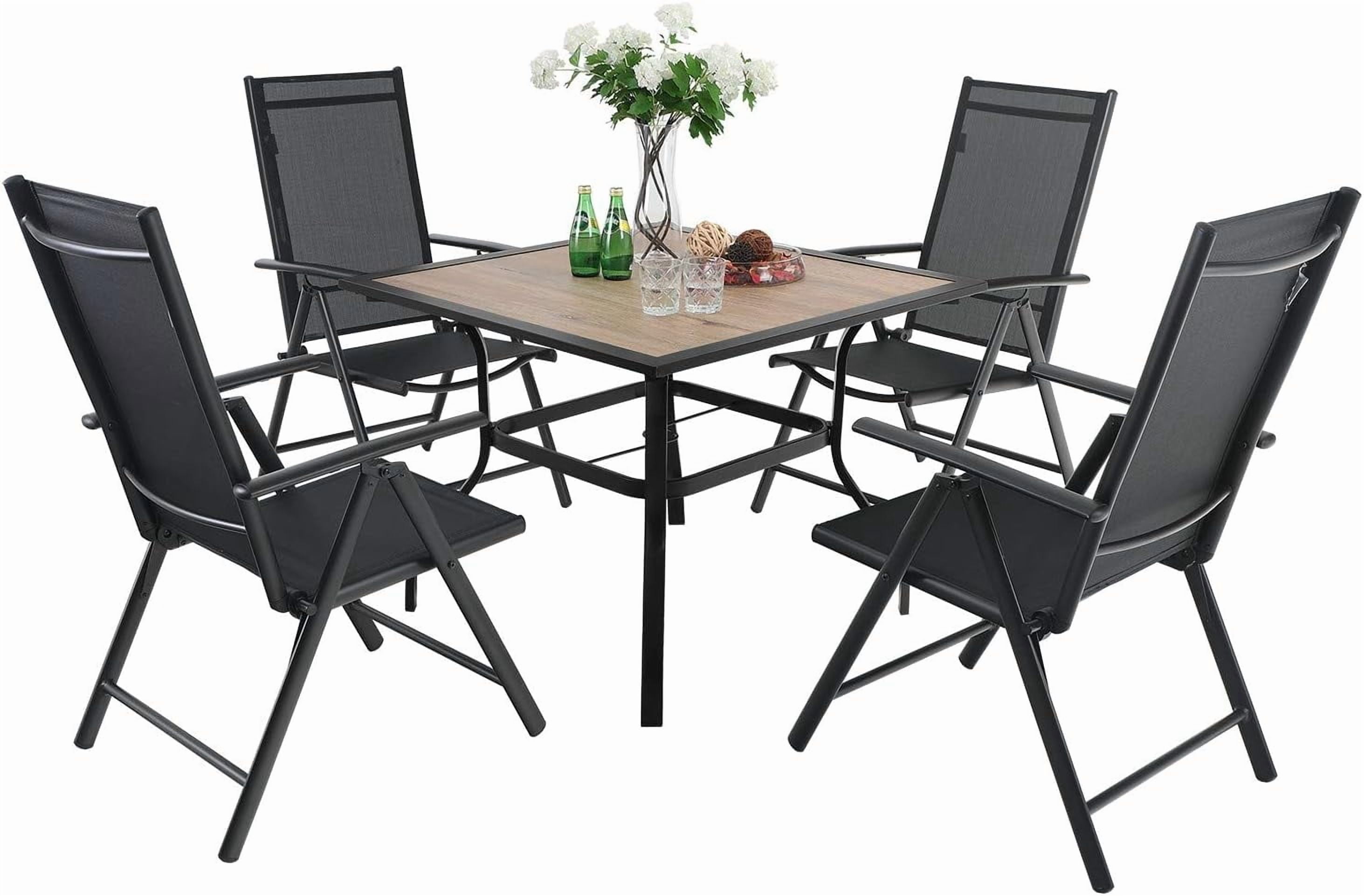 5-Piece Patio Dining Set with 4 Adjustable Foldable Textilene Sling ...